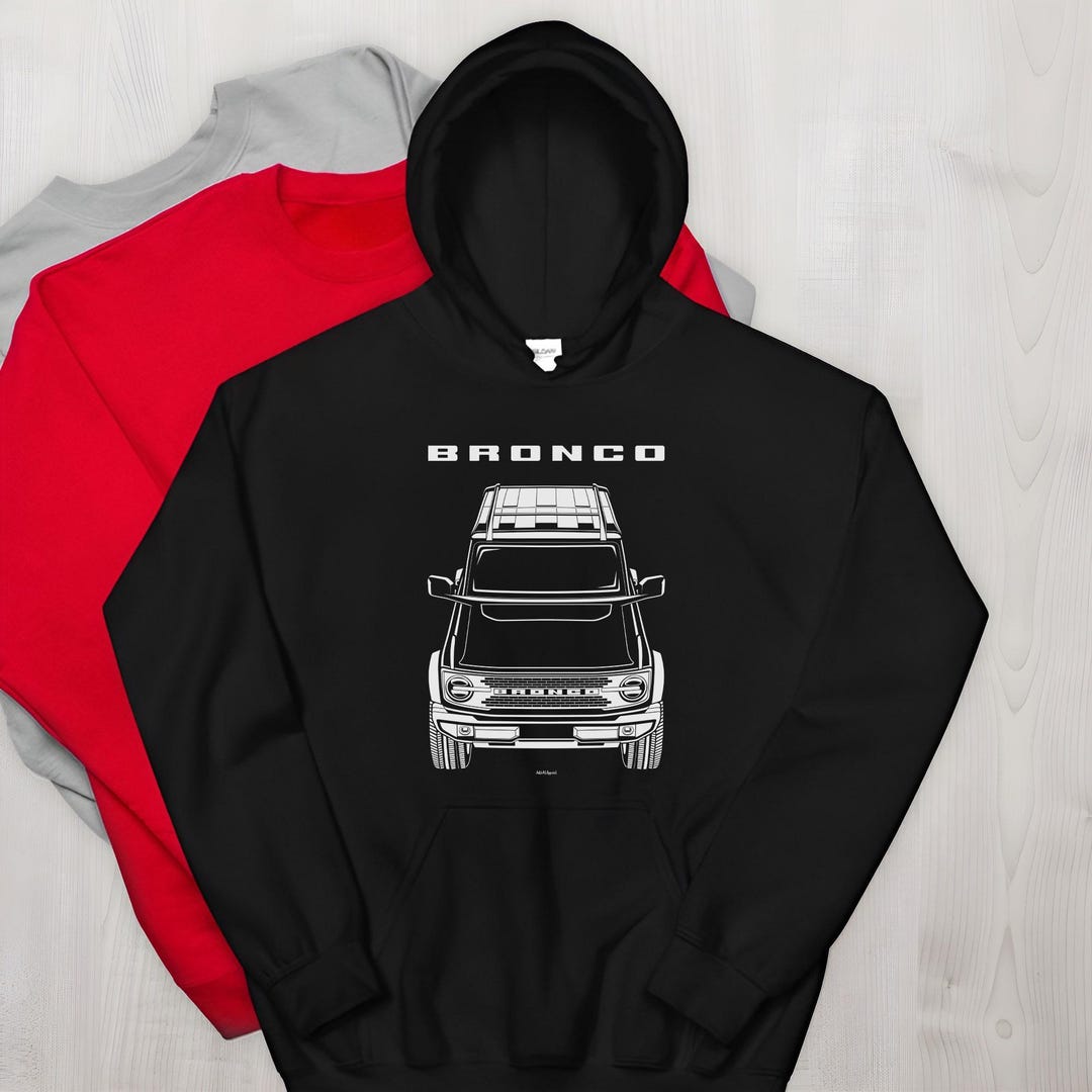 Ford Bronco 2021 2024 Hoodie Car Guy Gift Minimal Emblem Outline ...