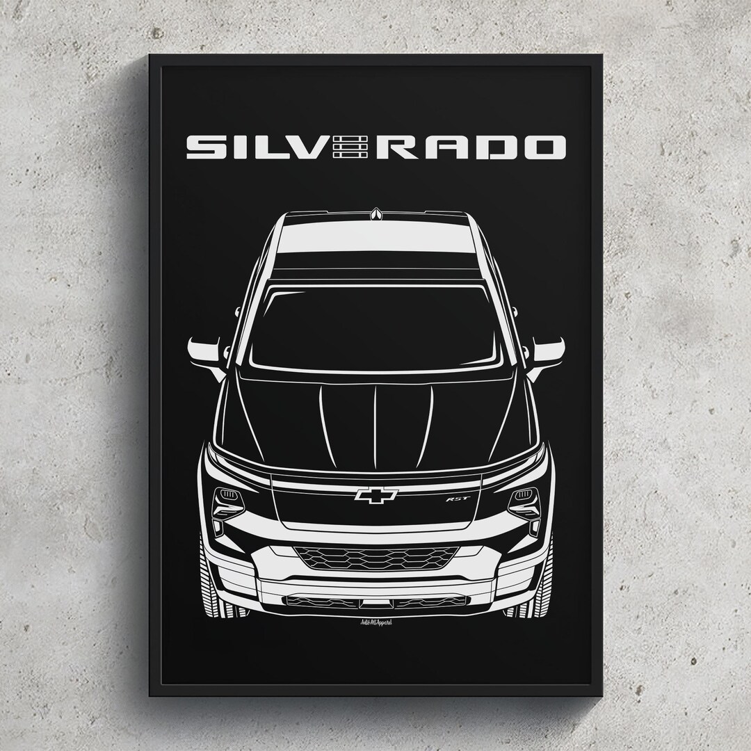 Chevrolet Silverado EV RST 2024 Poster Art Print Garage Wall Decor Car ...