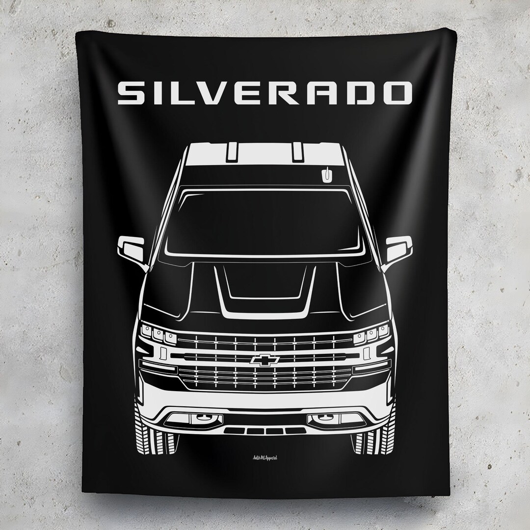 Chevrolet Silverado 1500 2019 2021 Tapestry Cars Art Print Garage Decor ...
