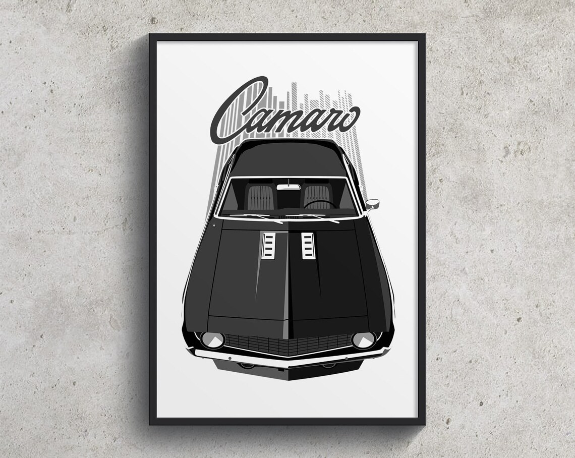 Chevrolet Camaro 1st Generation 1969 Poster Black muscle | Etsy