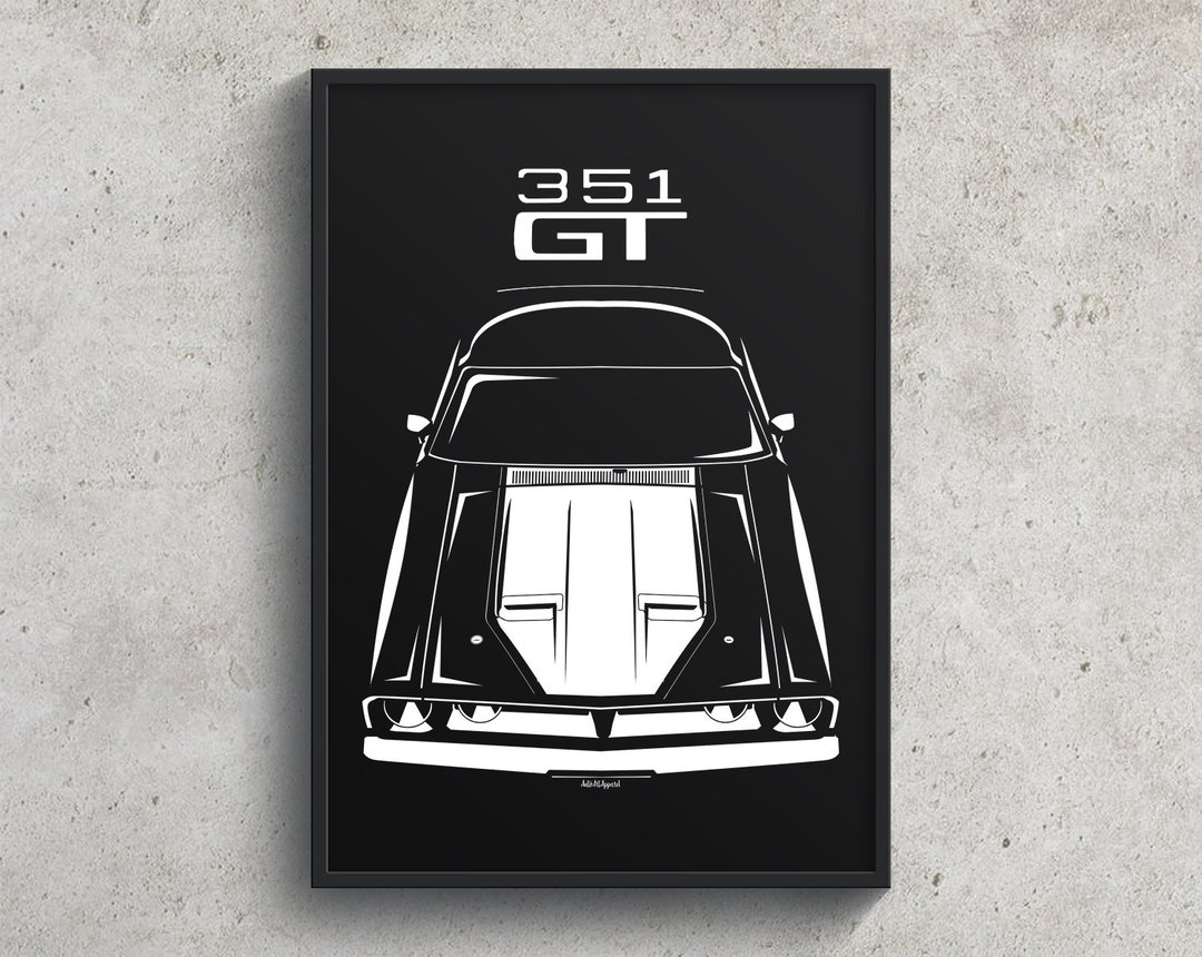 Falcon XB GT 351 White Poster: Vintage Muscle Car Wall Art, Garage and ...