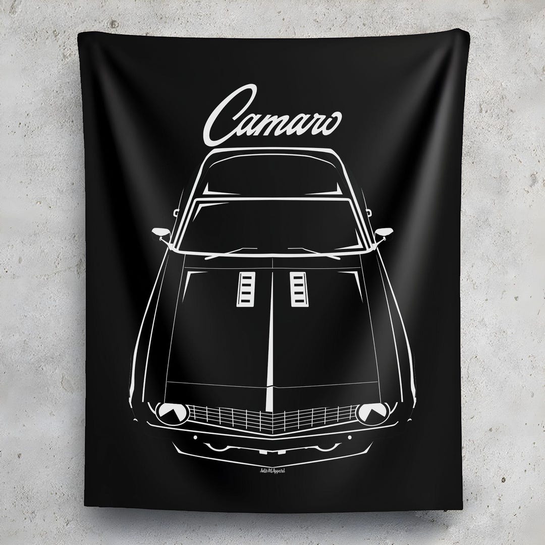 Garage Art Chevy Vintage Muscle Car Wall Tapestry, 1969 Camaro 1st Gen ...