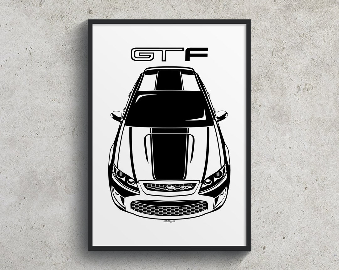 Ford Falcon GT-F 351 Black Stripe Poster, GT-F 351 Garage Decor Wall ...