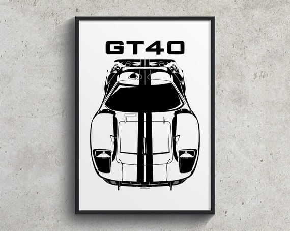 Ford GT40 Black Stripes Poster Ford GT40 Garage Decor Wall | Etsy
