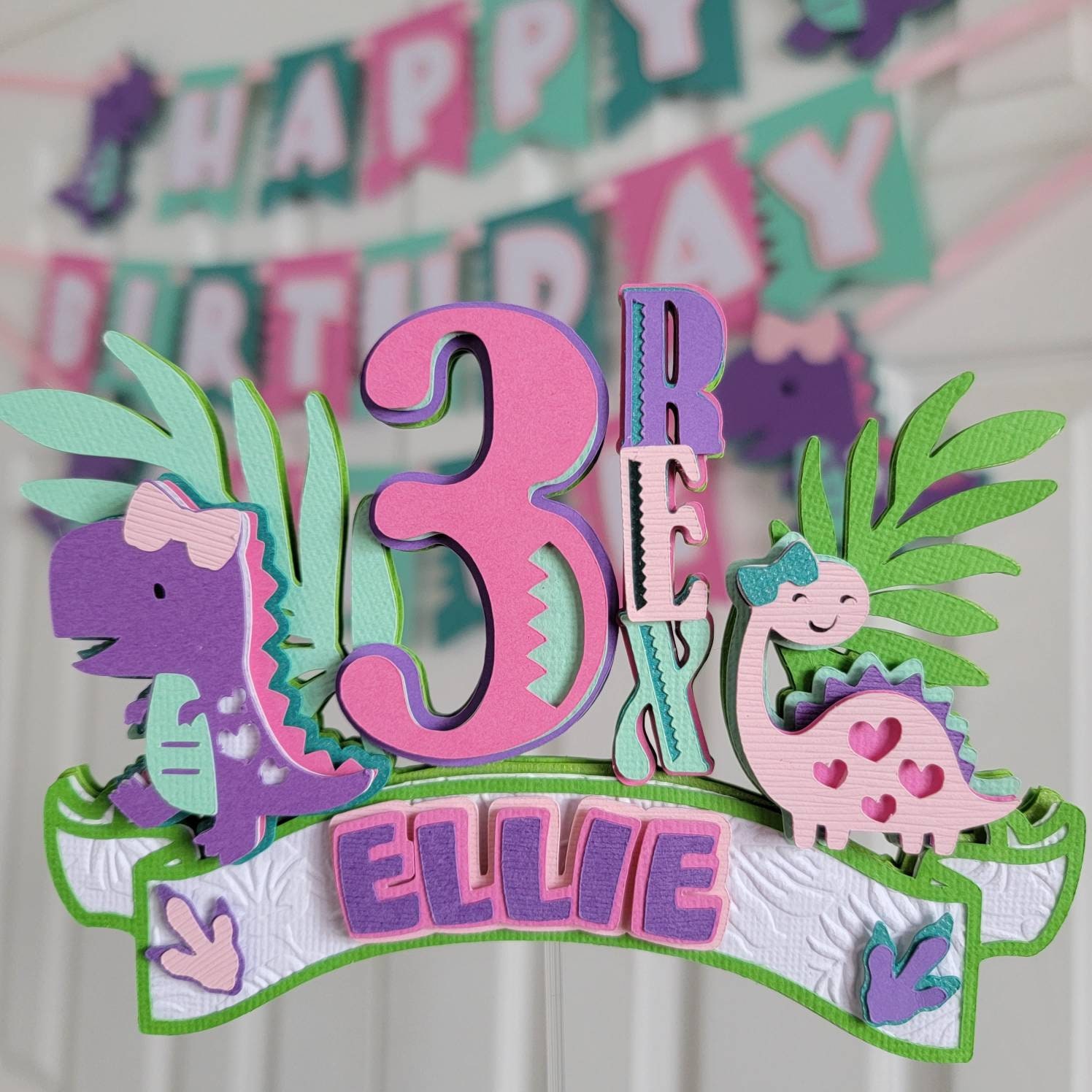 3 Rex Cake Topper in Kenzie - Etsy