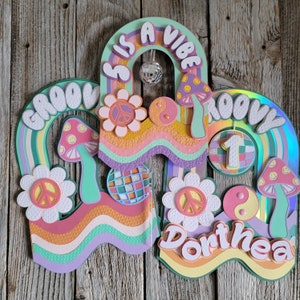 Customized Groovy Disco Ball Topper Groovy One Two Groovy 4ever Groovy ...