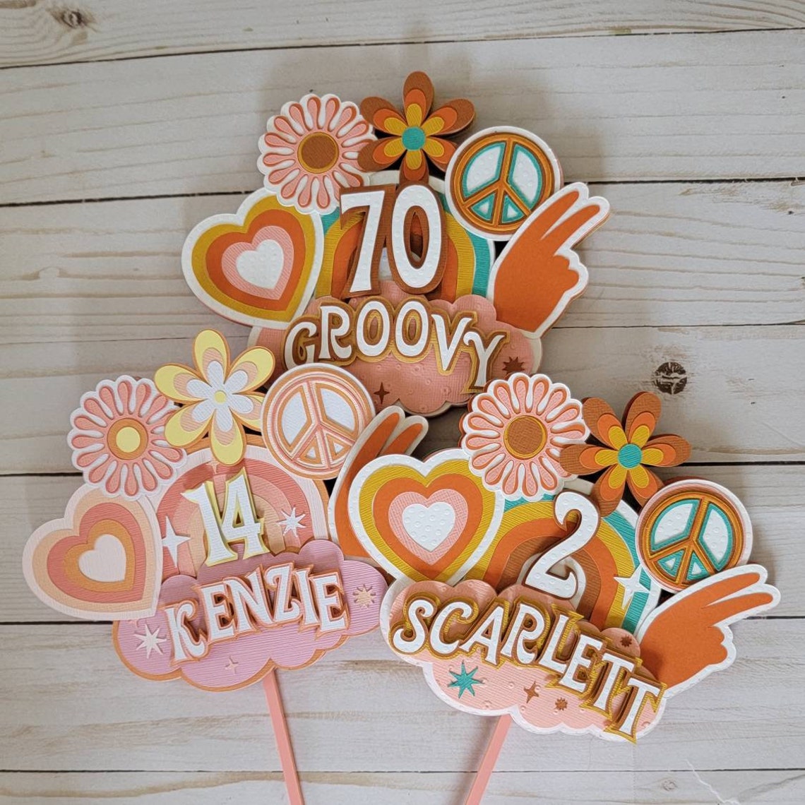 Two Groovy 2nd Birthday Cake Topper in Kenzie - Etsy