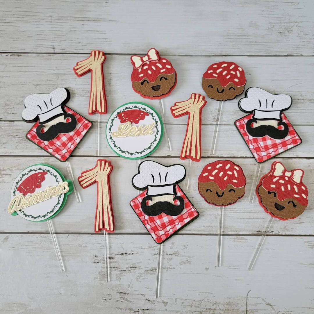 Spaghetti and Meatballs Cupcake Toppers Italian Theme 1st Birthday ...