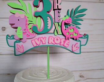 3 Rex Birthday Cake Topper in Charlie - Etsy