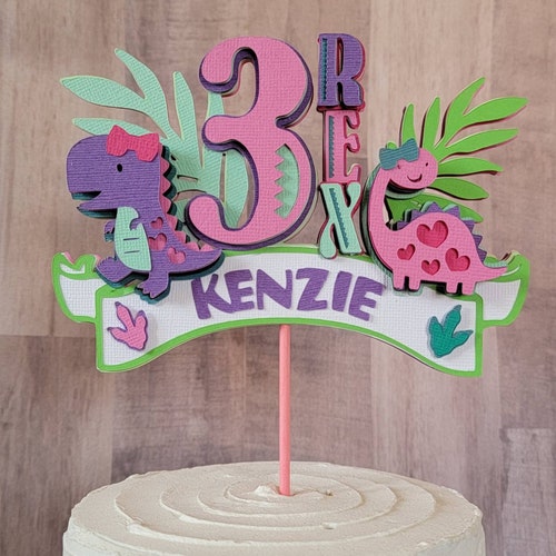 3 Rex Birthday Cake Topper in Isla - Etsy