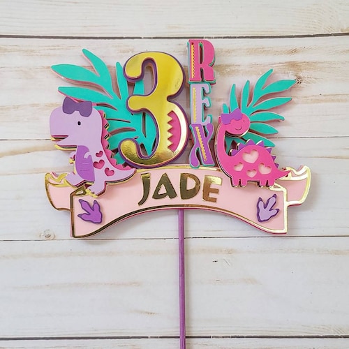 3 Rex Birthday Cake Topper in Isla - Etsy