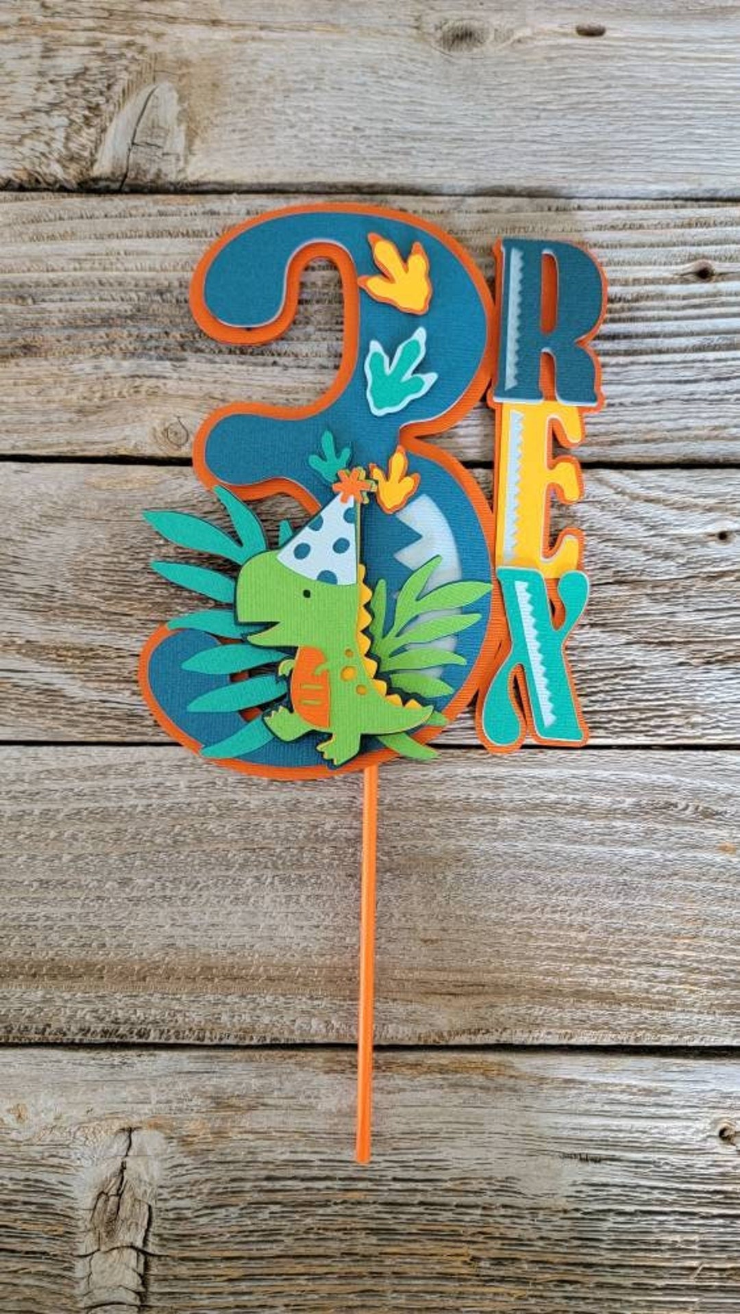 Large Age 3 Rex Cake Topper in Daxton - Etsy