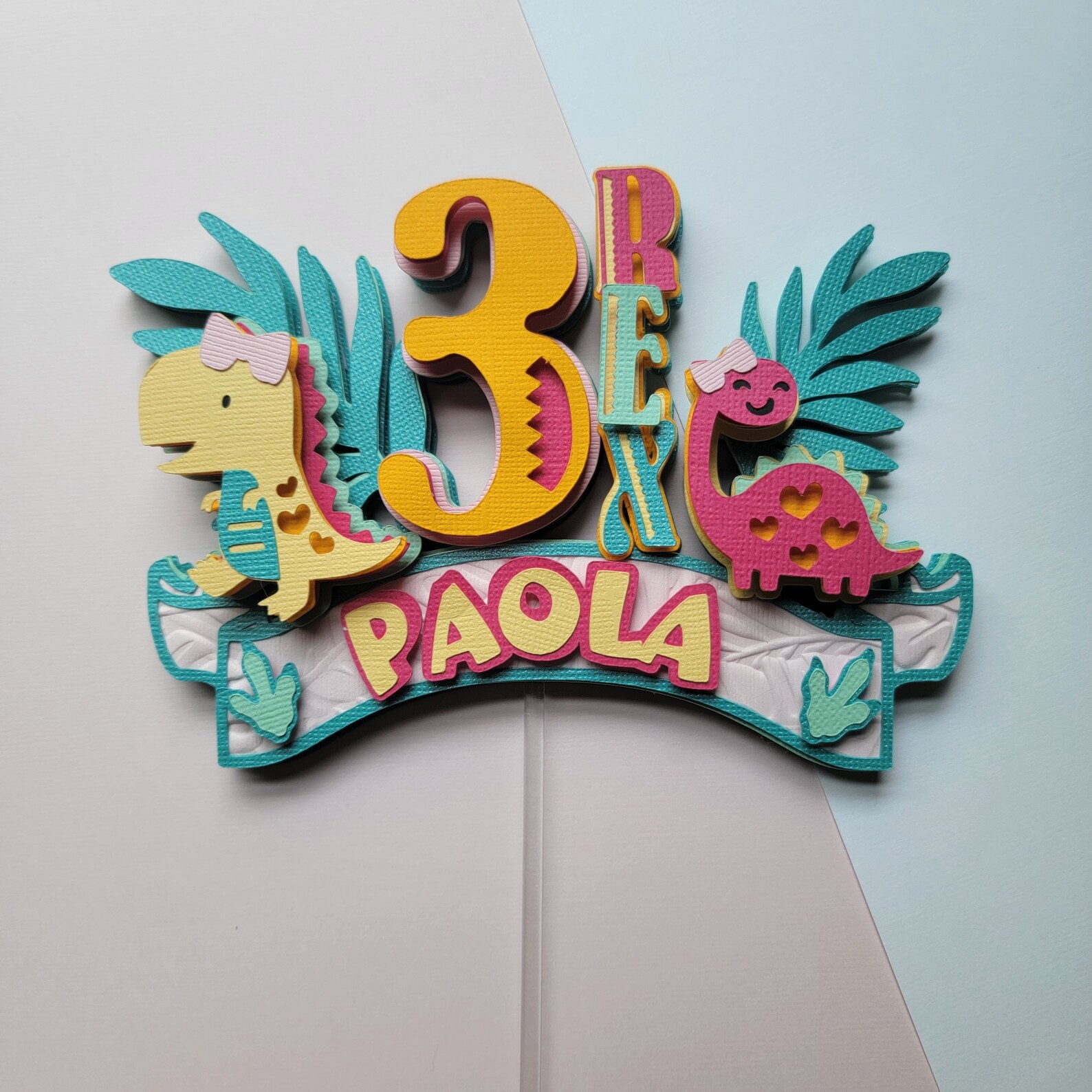 3 Rex Birthday Cake Topper in Isla - Etsy