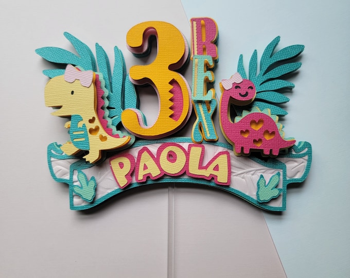 3 Rex Birthday Cake Topper in Isla - Etsy