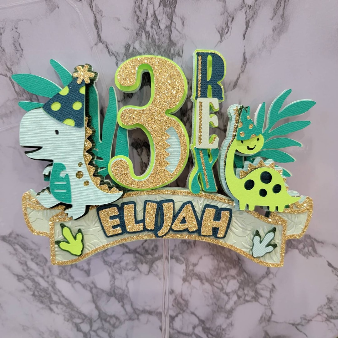 3 Rex Cake Topper in Emilio W/hats - Etsy