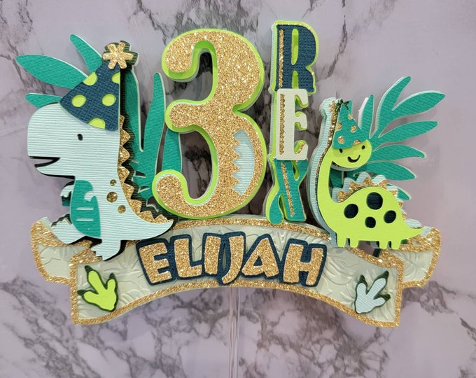 3 Rex Cake Topper in Emilio W/hats - Etsy