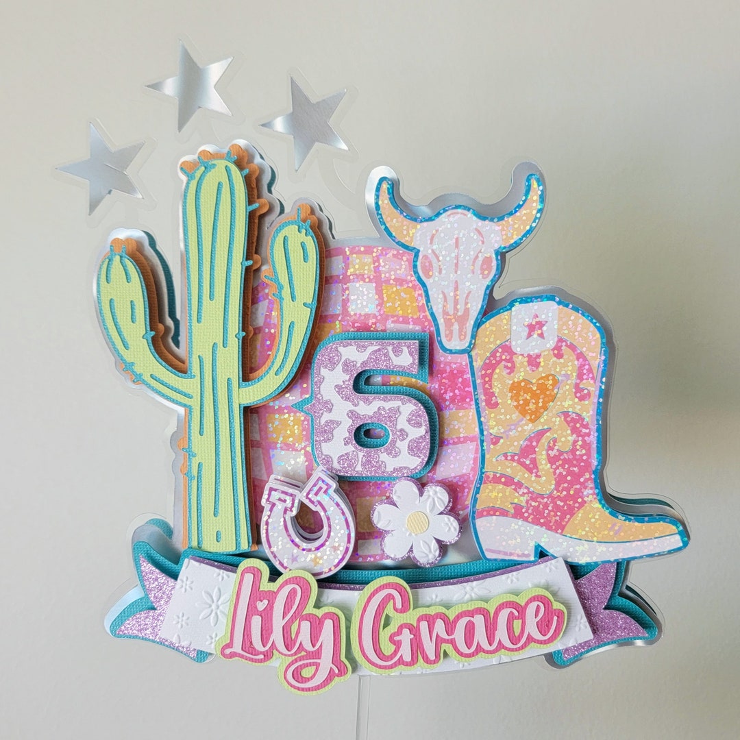 Desert Rodeo Groovy Cowgirl Disco Theme Cake Topper - Etsy