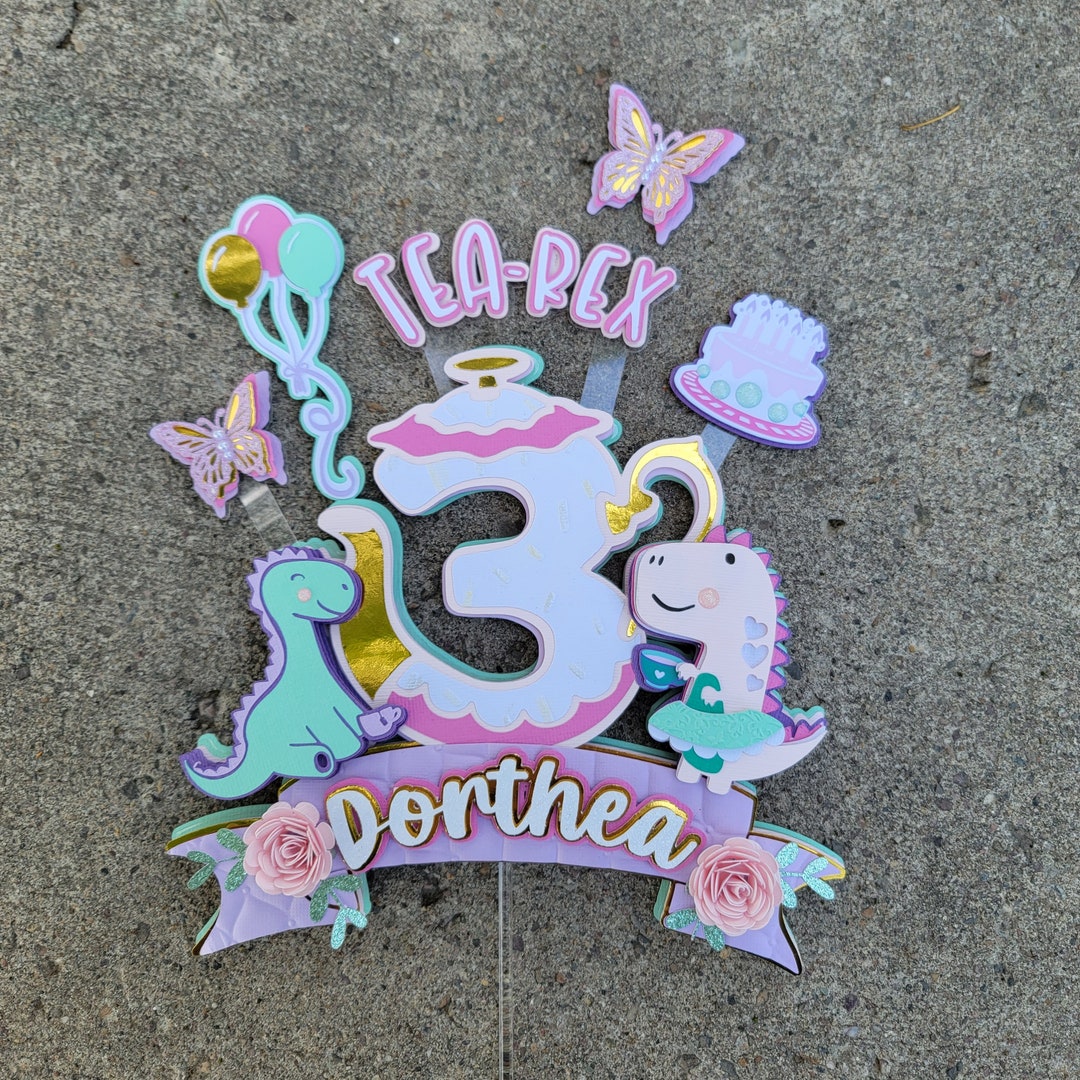 TEA-REX 3 Rex Dinosaur Tea Party Partea Animals Cake Topper - Etsy