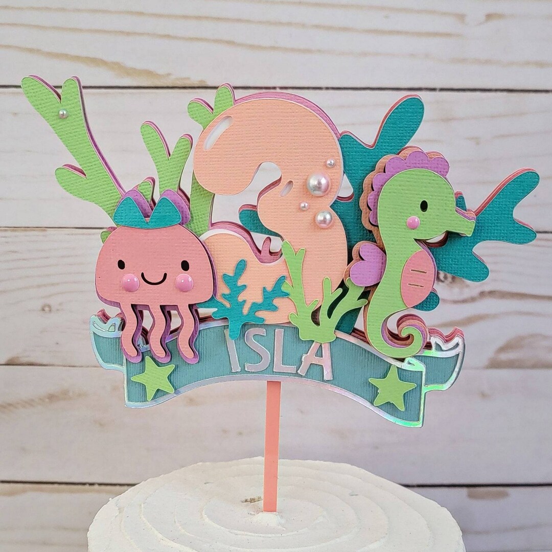Under the Sea Birthday Cake Topper Ocean Theme Decor - Etsy