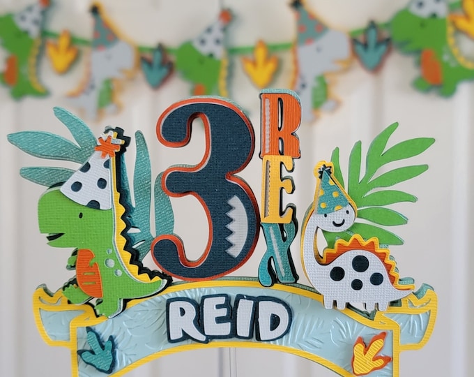 3 Rex Dinosaur Theme Cake Topper in Daxton - Etsy