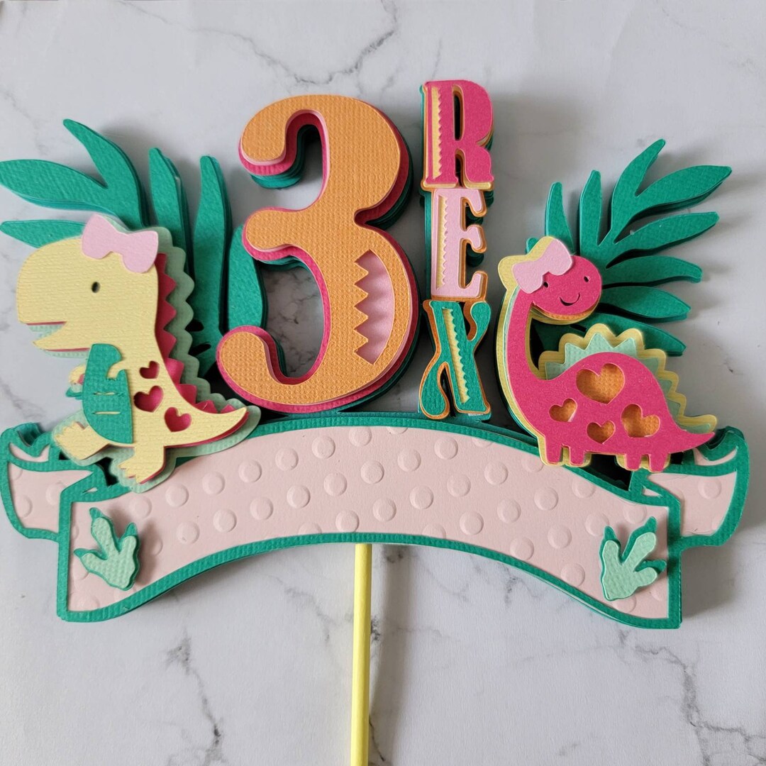 3 Rex Birthday Cake Topper in Isla - Etsy