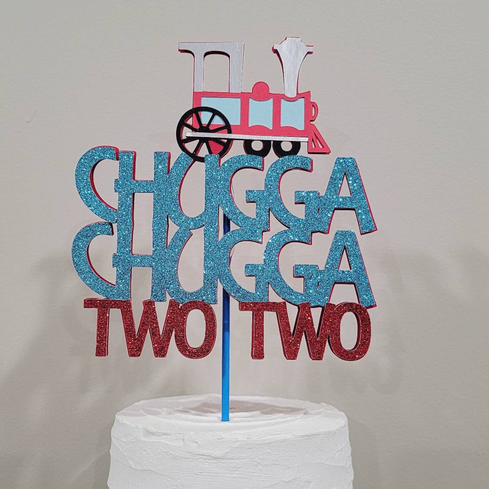 Chugga Chugga Two Two Theme Cake Topper With Name Banner in Kenzie - Etsy