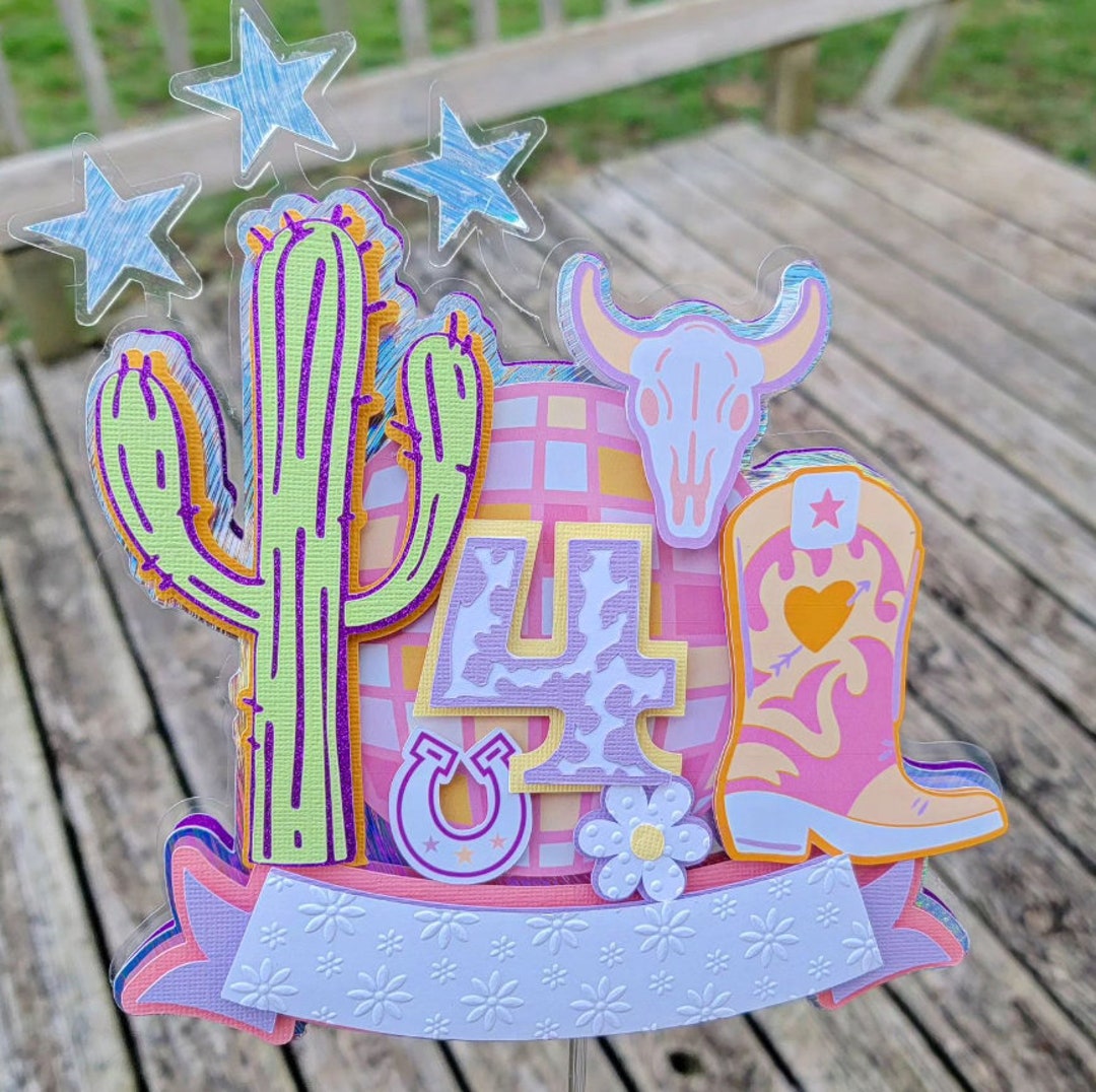 Desert Rodeo Groovy Cowgirl Disco Theme Cake Topper - Etsy