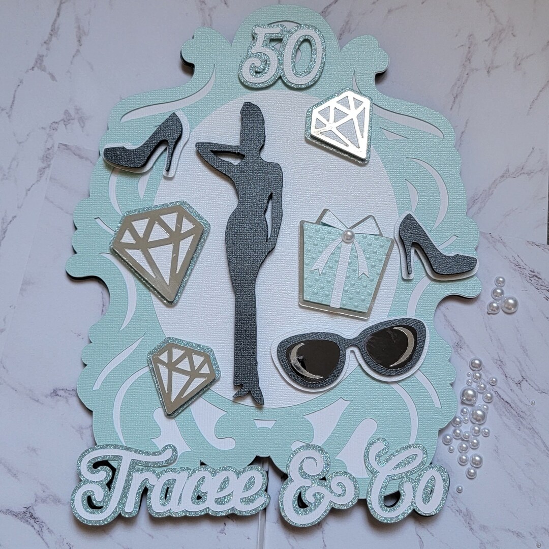 Tiffanys Diamond Themed Glitter Birthday Cake Topper - Etsy