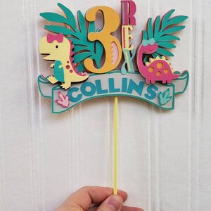 3 Rex Birthday Cake Topper in Isla | Etsy