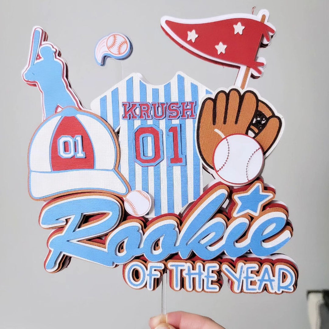 Rookie of the Year First Birthday Baseball Theme Cake Topper - Etsy