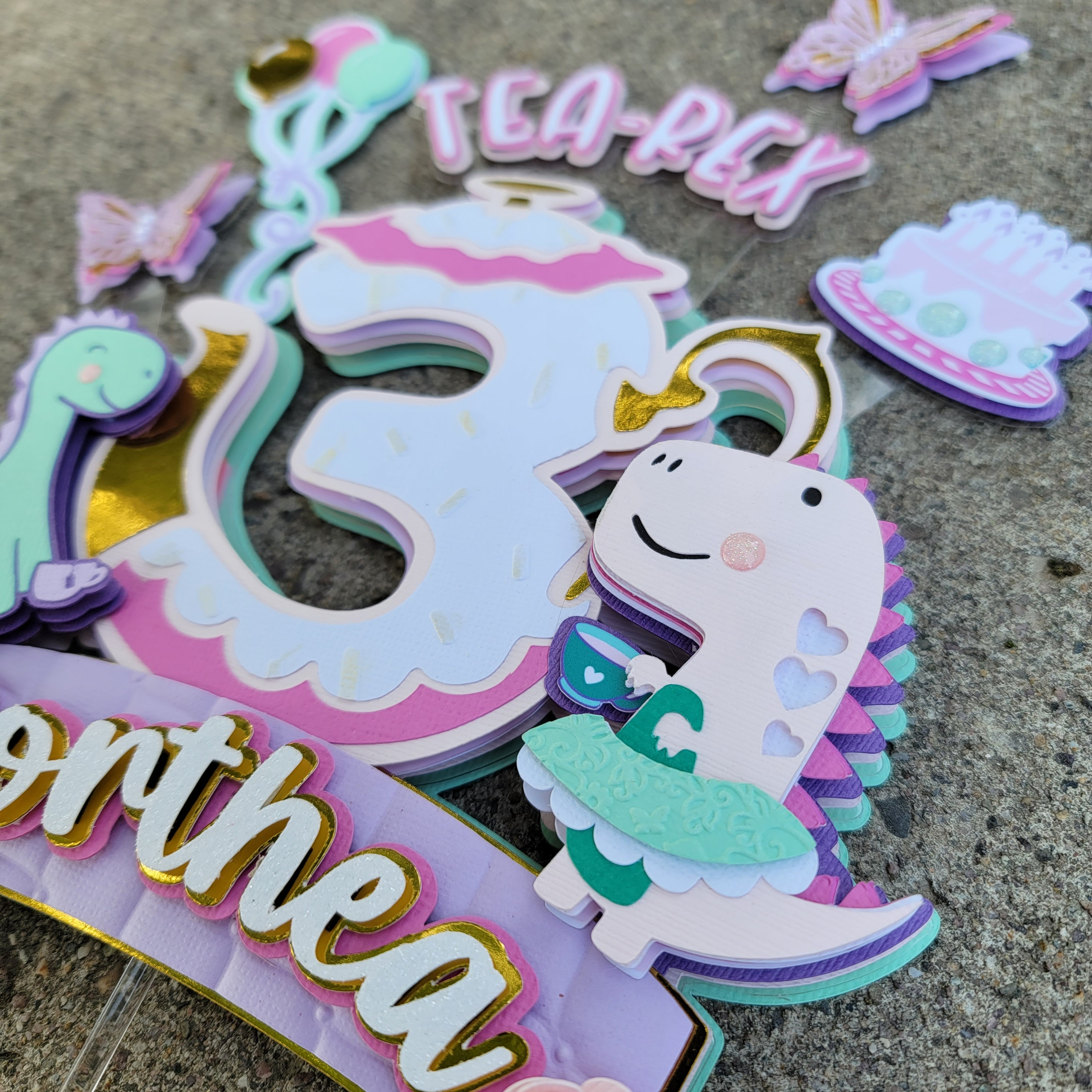 TEA-REX 3 Rex Dinosaur Tea Party Partea Animals Cake Topper - Etsy