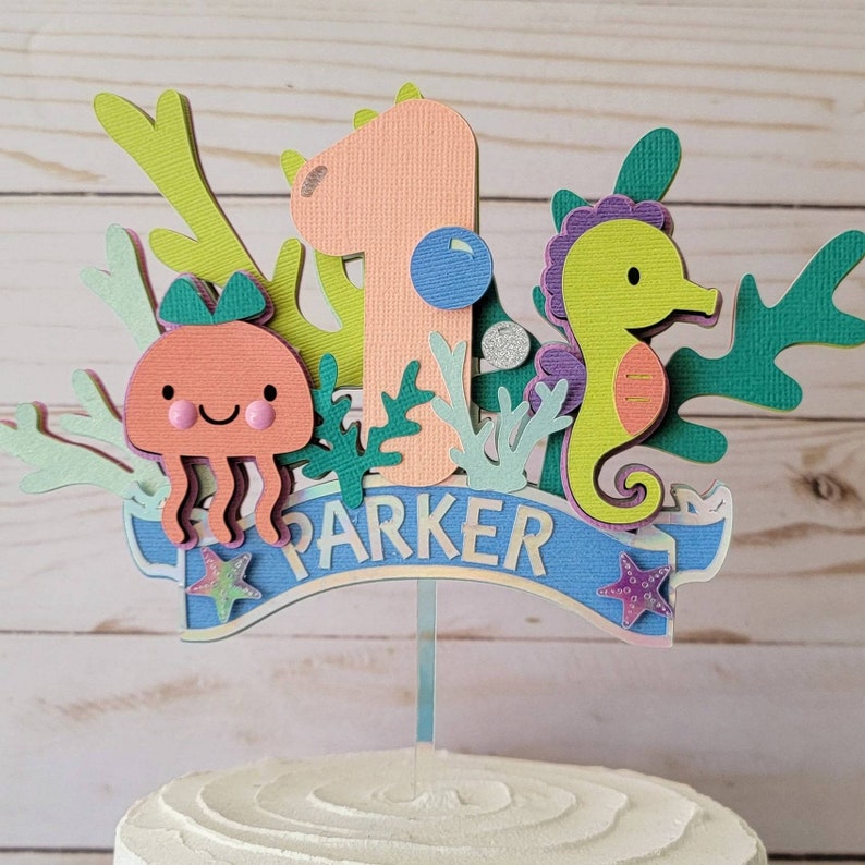 Under the Sea Birthday Cake Topper Ocean Theme Decor - Etsy