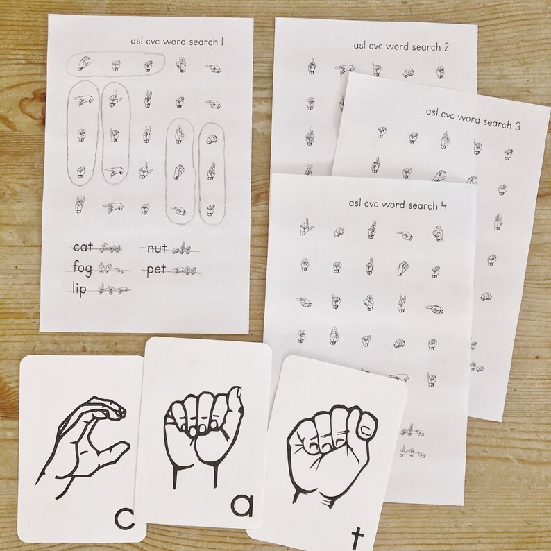 Beginning CVC Word ASL Finger-spell Word Search Set - Etsy