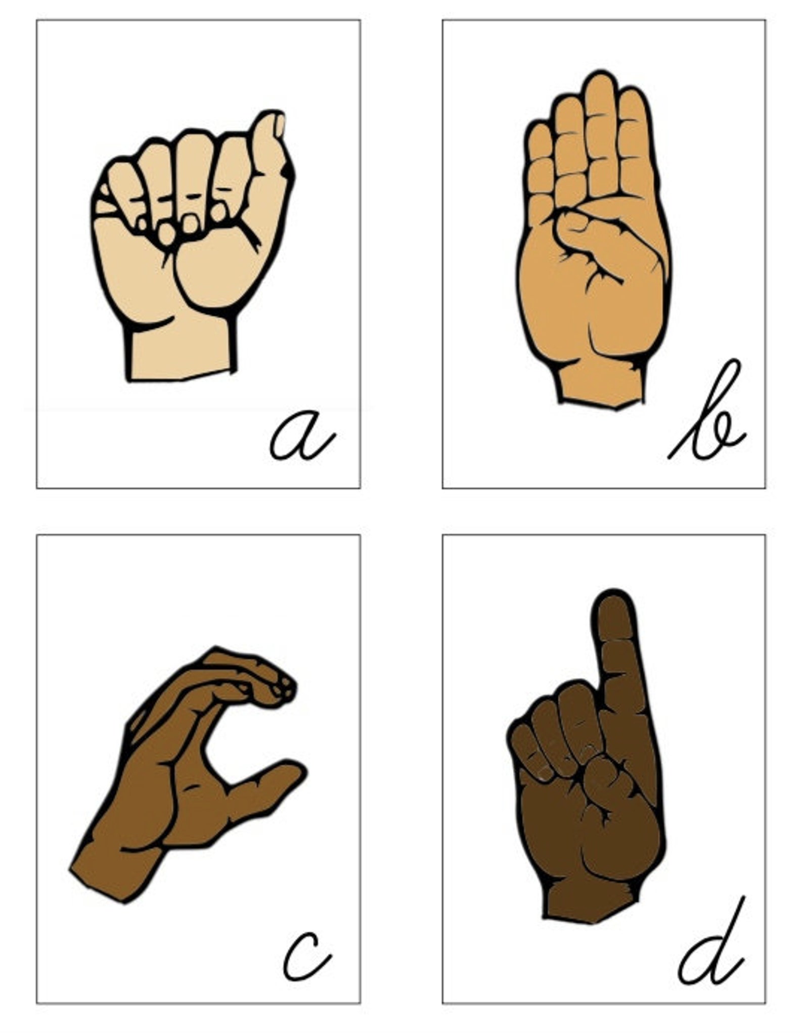 Multicultural ASL Fingerspell Printable Cards - Etsy
