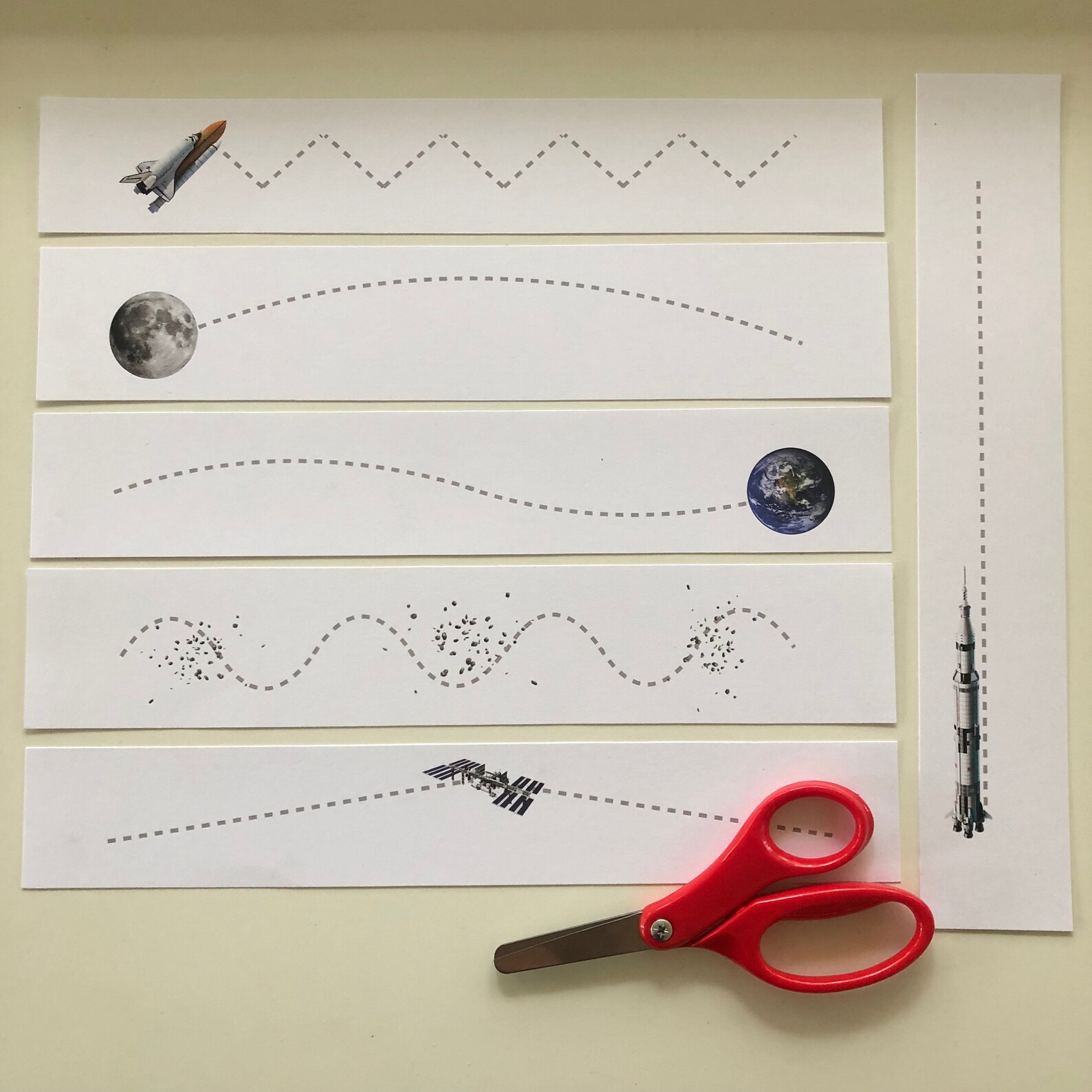Moon/ Space Themed Toddler Practice Cutting Strips - Etsy