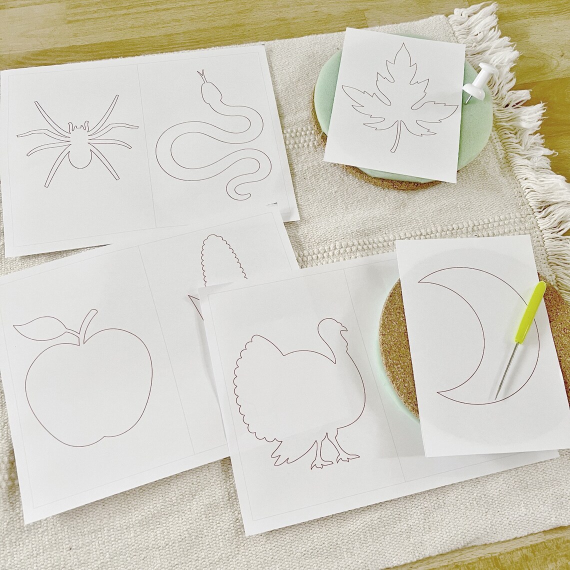 Seasonal Montessori Pin Punching Shape Set - Etsy