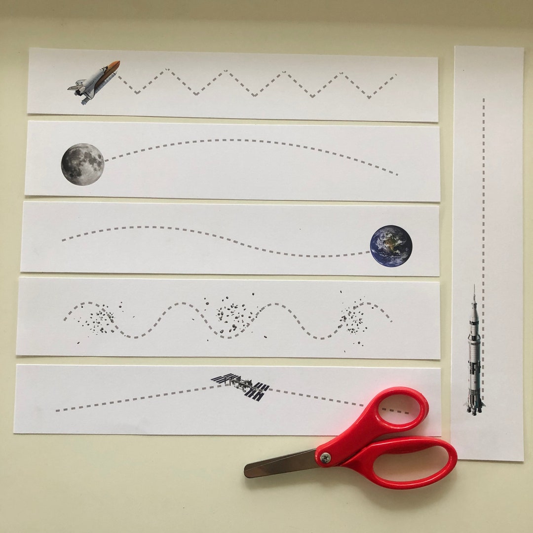 Moon/ Space Themed Toddler Practice Cutting Strips - Etsy