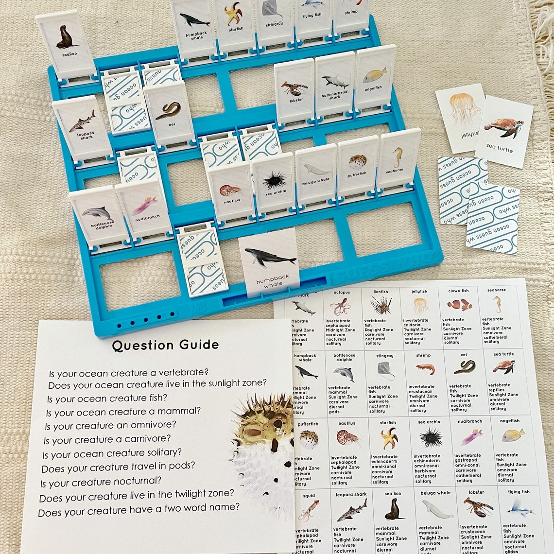 Ocean Life Printable Guess Who Insert Cards - Etsy
