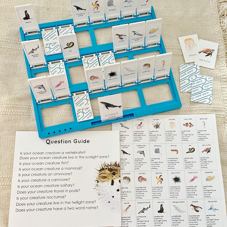Ocean Life Printable Guess Who Insert Cards - Etsy