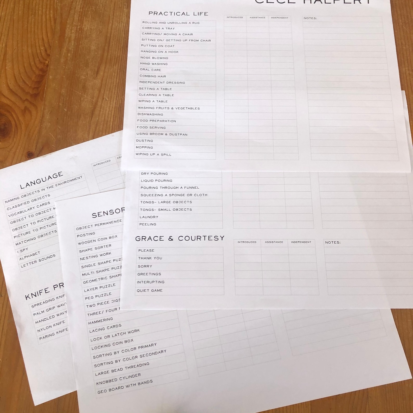 Montessori Birth to Three Years Observation Tracking Sheets | Etsy