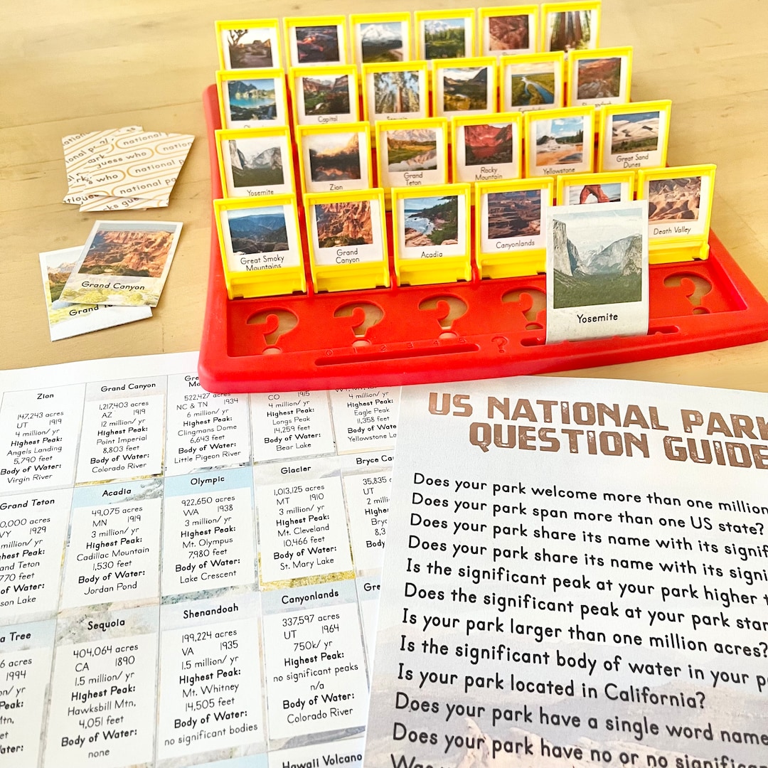 National Parks Printable Guessing Game Insert Cards - Etsy