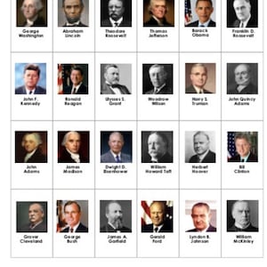US Presidents Printable Guessing Game Insert Cards - Etsy