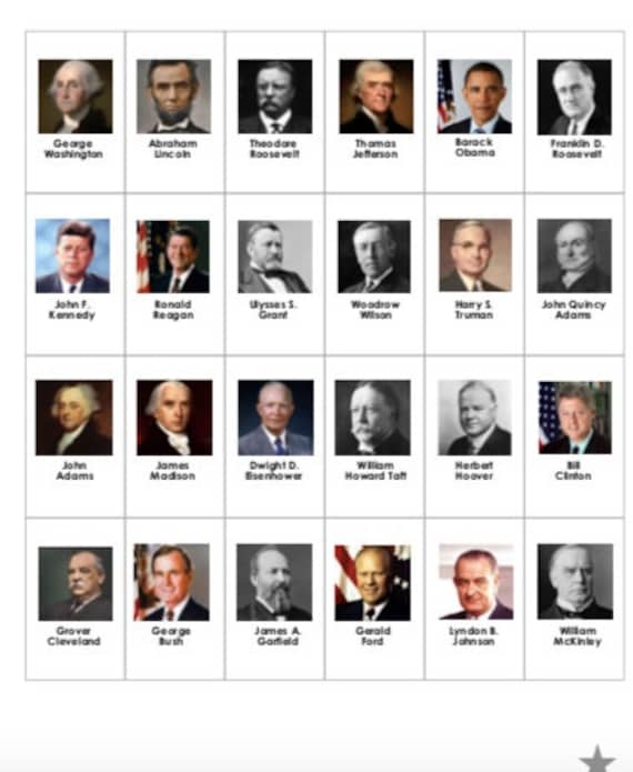 Presidents Guess Who Game 30 President Fun Facts + 6 Presidents' Day