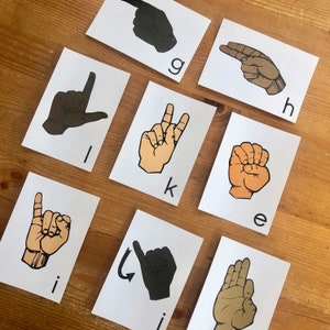 Multicultural ASL Fingerspell Printable Cards - Etsy