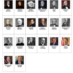 US Presidents Printable Guessing Game Insert Cards - Etsy