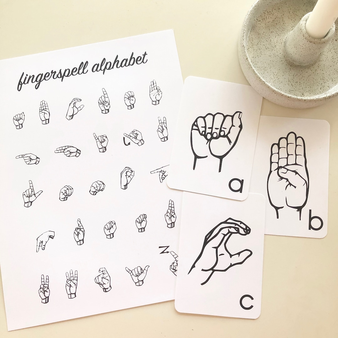American Sign Language Fingerspell Alphabet Cards Printable - Etsy
