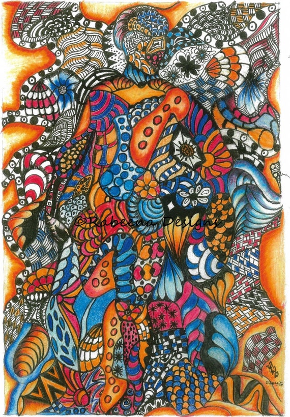 Abrantse Zentangle African Inspired Art Print Ready to Ship by | Etsy