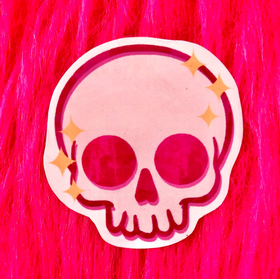 Pink Skull Sticker - Kawaii Skull Sticker - Cute Skull Sticker ...