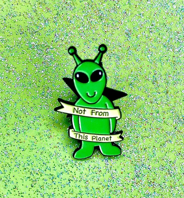 Alien Head Glow in the Dark UFO Space Visitor Enamel Lapel Pin Brass - Etsy