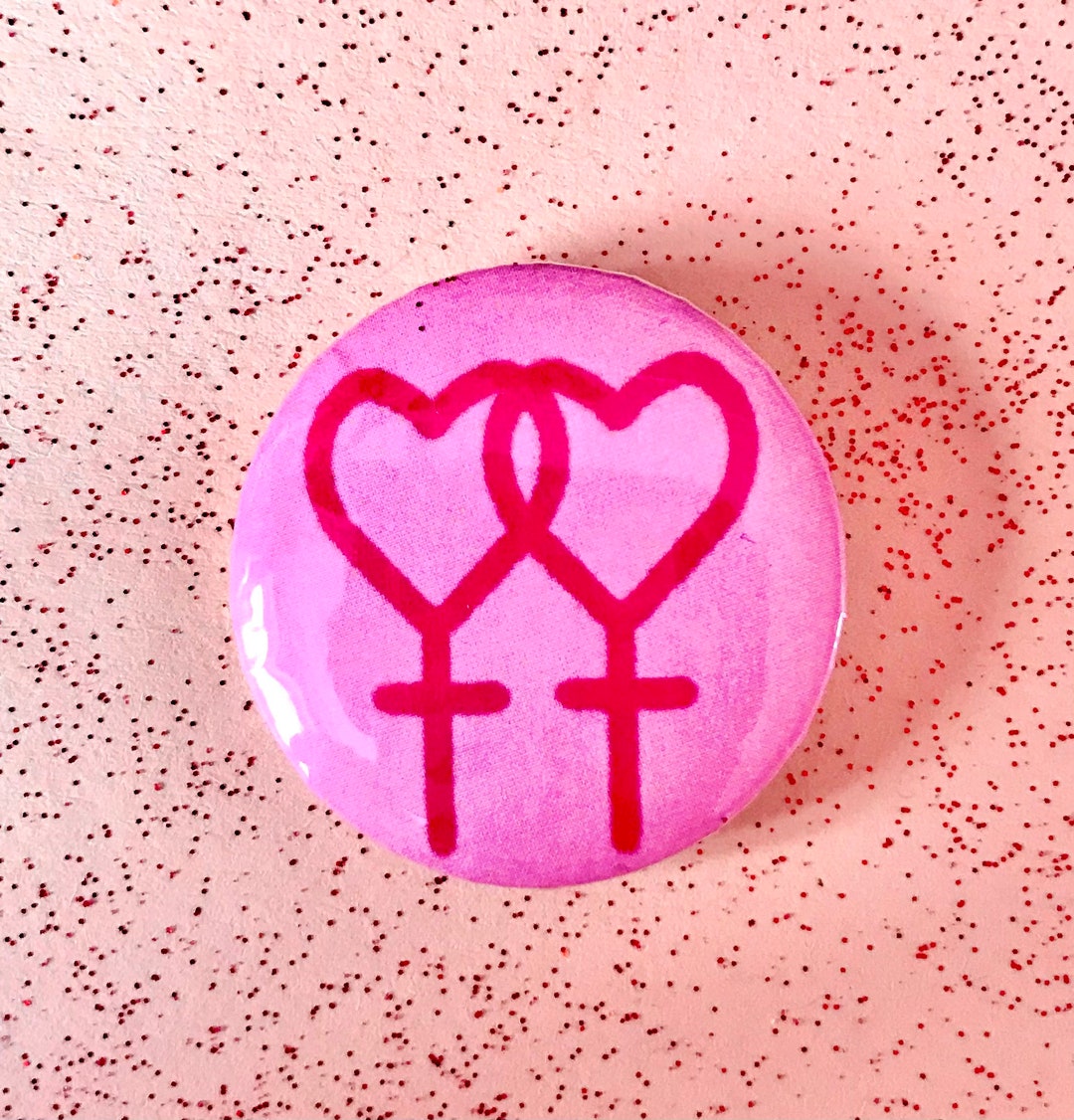 Sapphic Heart Shaped Double Venus Symbol Badge - Sapphic Badge - Double ...